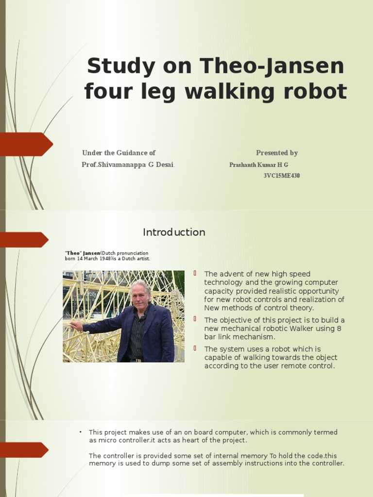 Design and Analysis of a Four-Legged Walking Robot Inspired by Theo ...