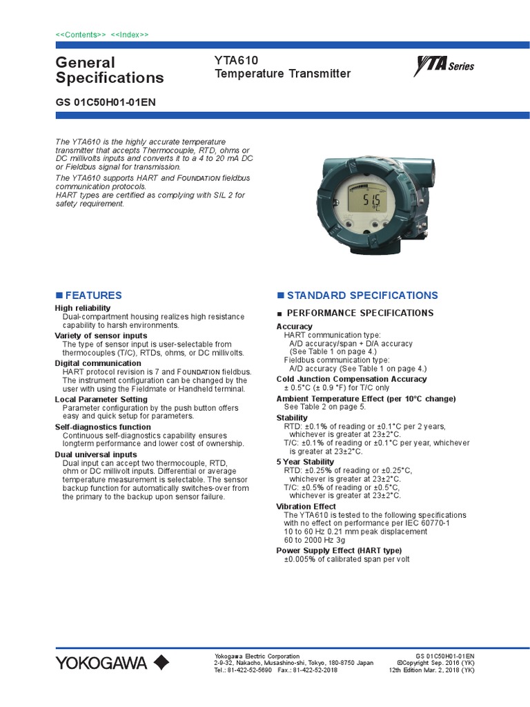 Gs01c50h01-01en - 012 Yta610 | PDF | Thermocouple | Engineering