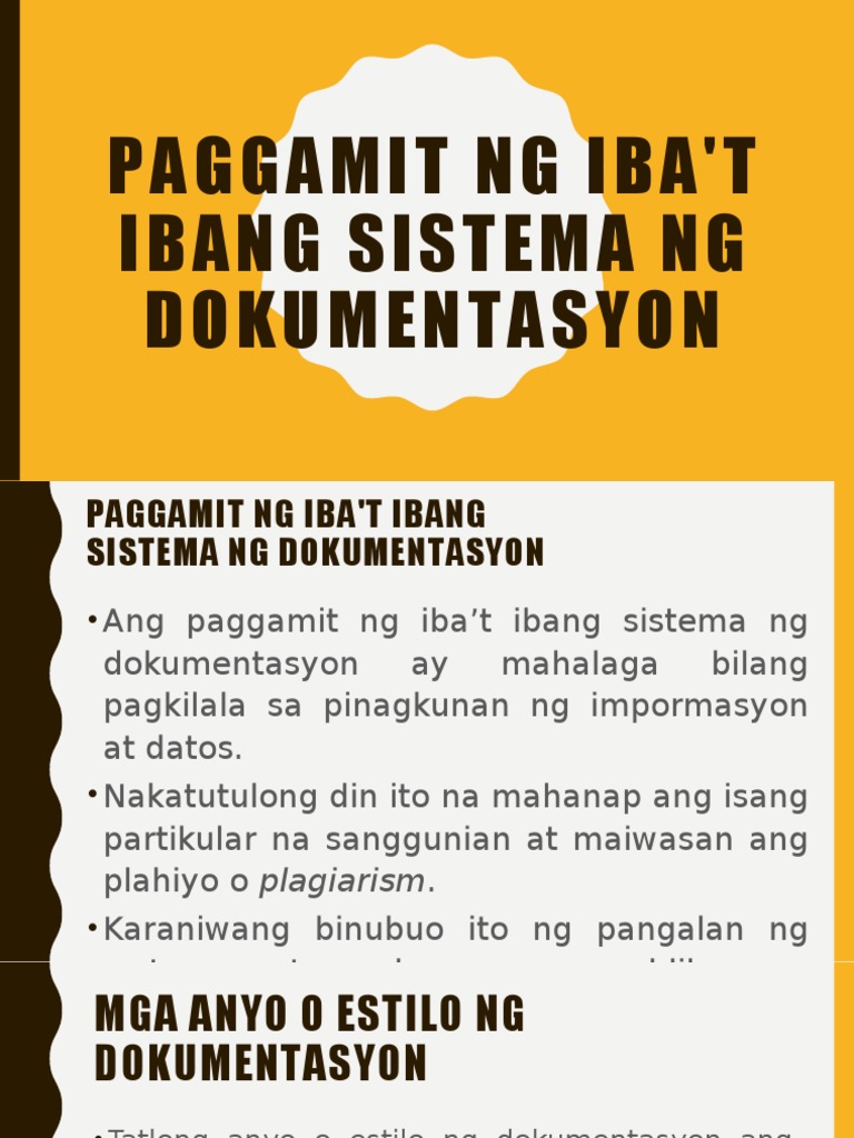 Paggamit NG Ibat Ibang Sistema NG Dokumentasyon | PDF