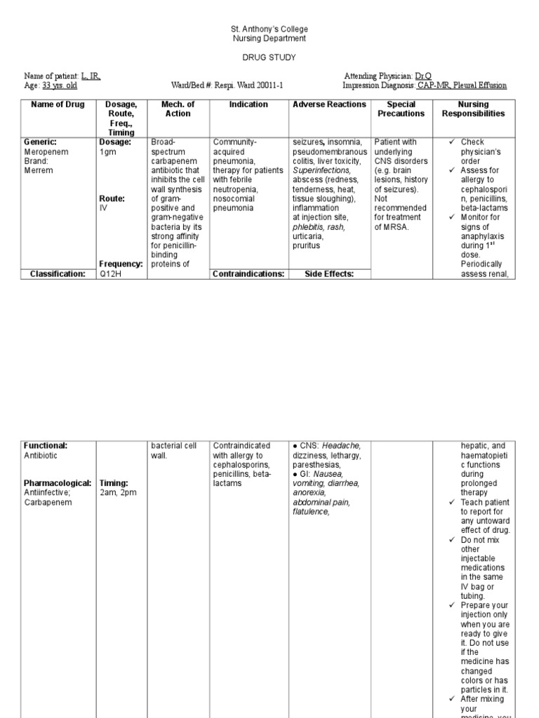 Meropenem | PDF | Antibiotics | Diseases And Disorders