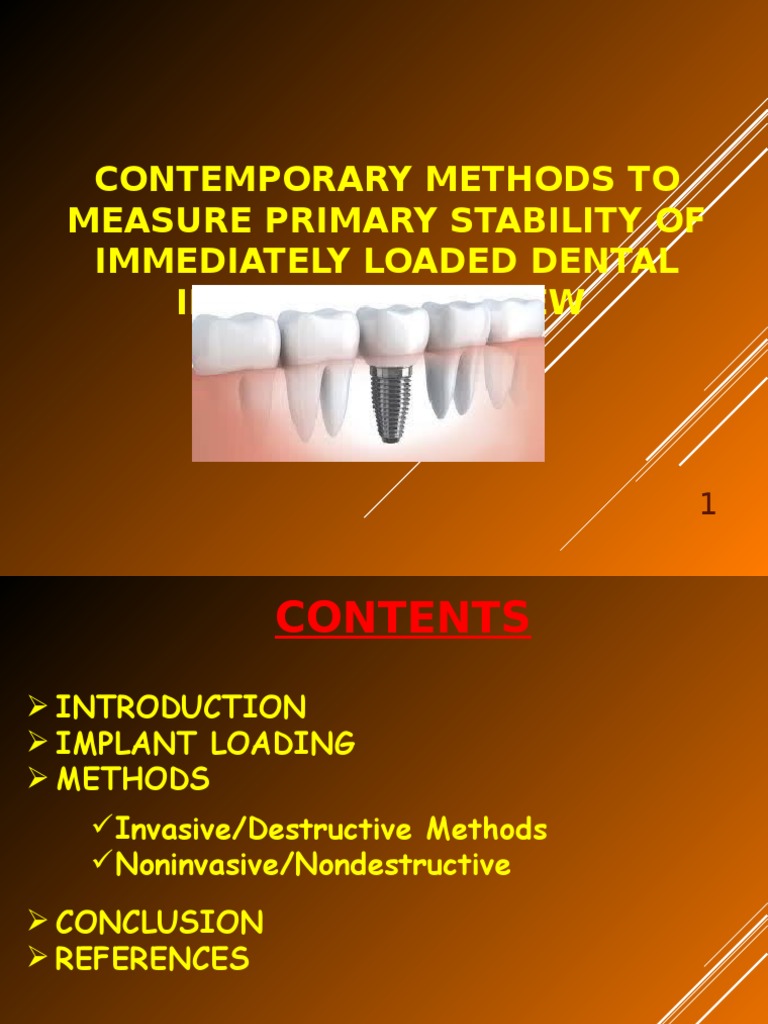 Implant Stability | PDF | Dental Implant | Applied And ...