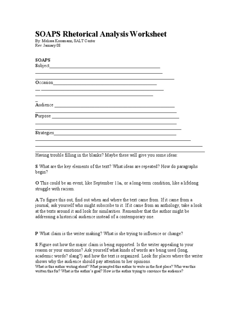 Rhetorical Analysis Worksheet | PDF | Rhetoric | Psychological Concepts