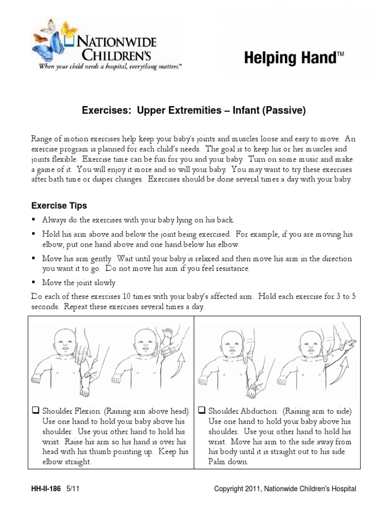 Infant Passive Upper Extremity Exercises | PDF | Anatomical Terms Of ...