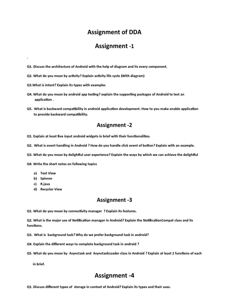 Unit Wise Questions Based On DDA | PDF | Android (Operating System ...