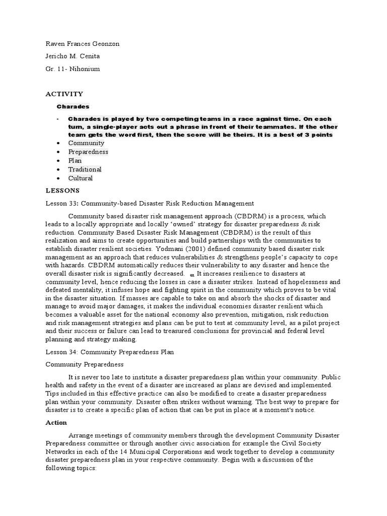 Written Report DRRR | PDF | Emergency Management | Emergency