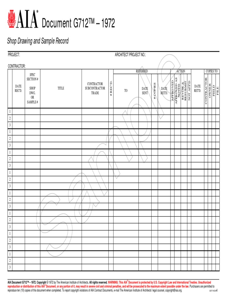 AIA G712 1972 Free Sample Preview PDF | PDF | Copyright Infringement ...
