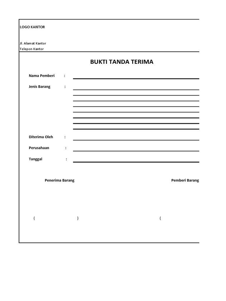 Format Tanda Terima Barang Excel | PDF