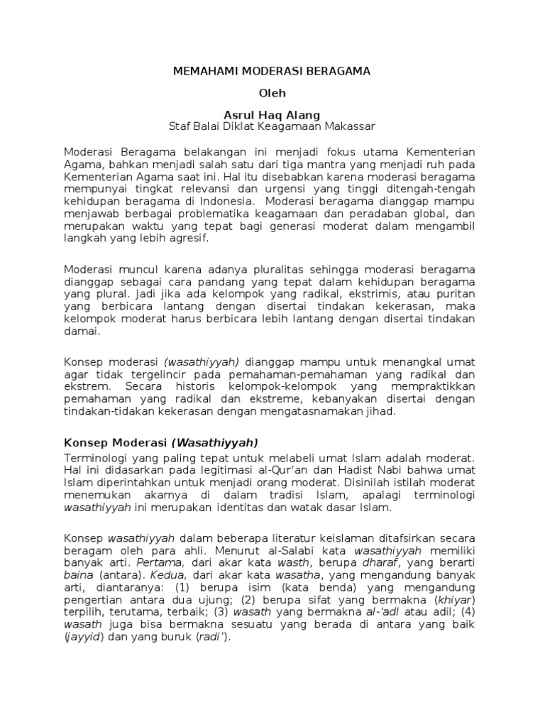 Hadits Moderasi Beragama dalam Islam | PDF
