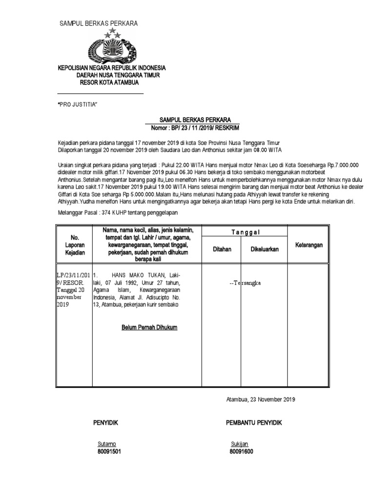 Sampul Berkas Perkara | PDF