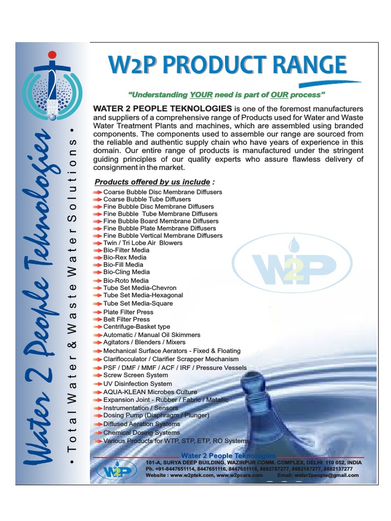 w2p All Product Catalogue | PDF | Filtration | Sewage Treatment