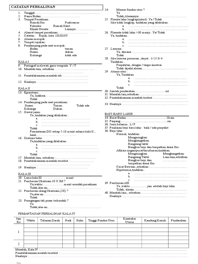 CATATAN PERSALINAN | PDF