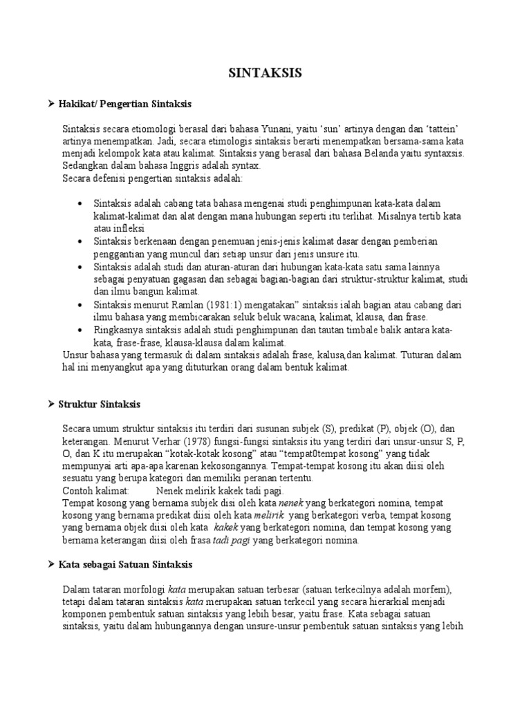 SINTAKSIS | PDF