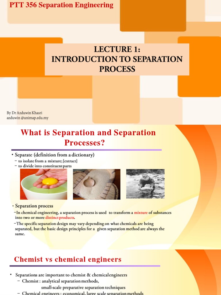 Lec 1 Intro To Separation Process | PDF | Distillation | Chemical ...