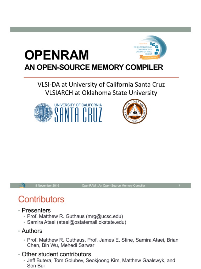 OpenRAM ICCAD 2016 Presentation | PDF | Computer Hardware | Computer Programming