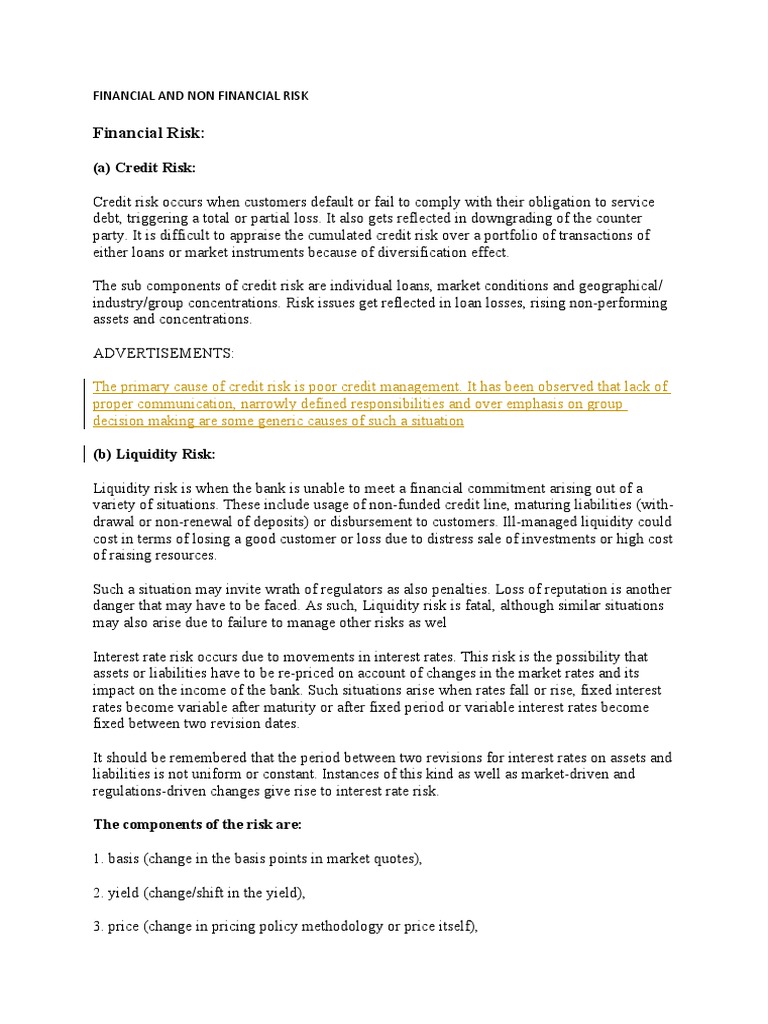 Understanding Financial and Non-Financial Risks | PDF | Foreign ...