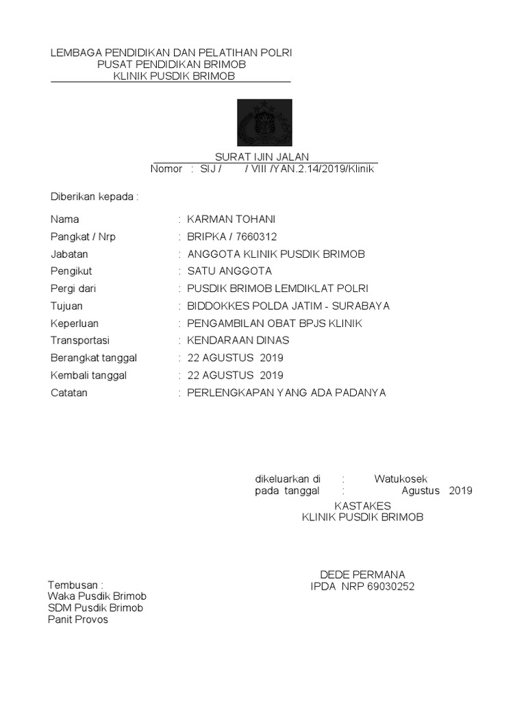 Surat Ijin Jalan | PDF