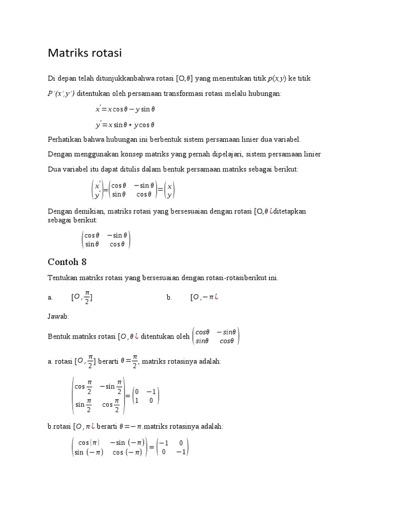 Matriks Rotasi | PDF | Metode & Bahan Ajar