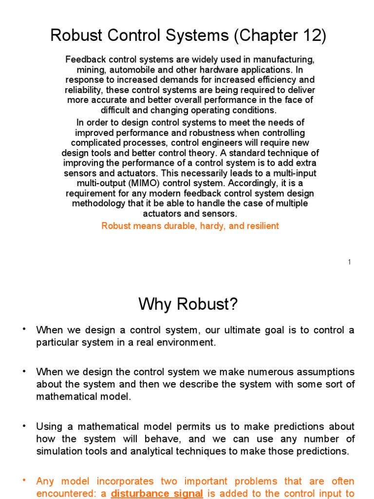 Robust Control Systems Overview | PDF | Control Theory | Electronic ...