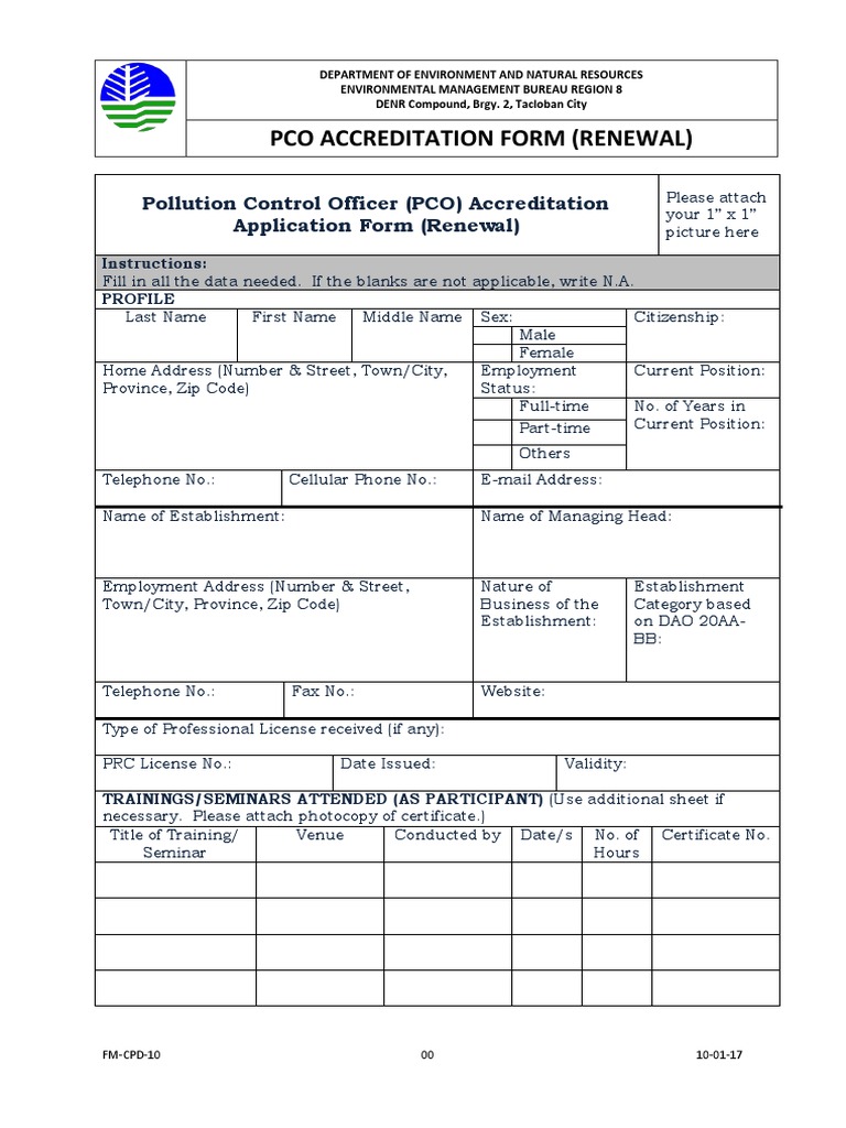 PCO Accreditation Application Form RENEWAL PDF | PDF | Business | Computing And Information ...