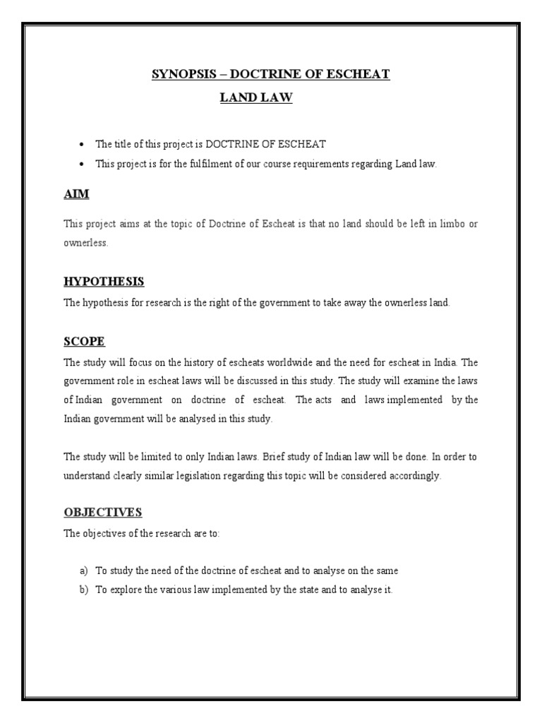 Doctrine of Escheat | PDF | Government | Justice