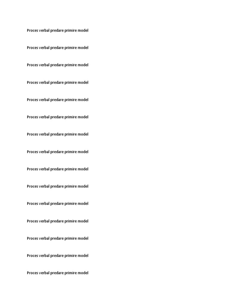 Proces Verbal Predare Primire Model | PDF