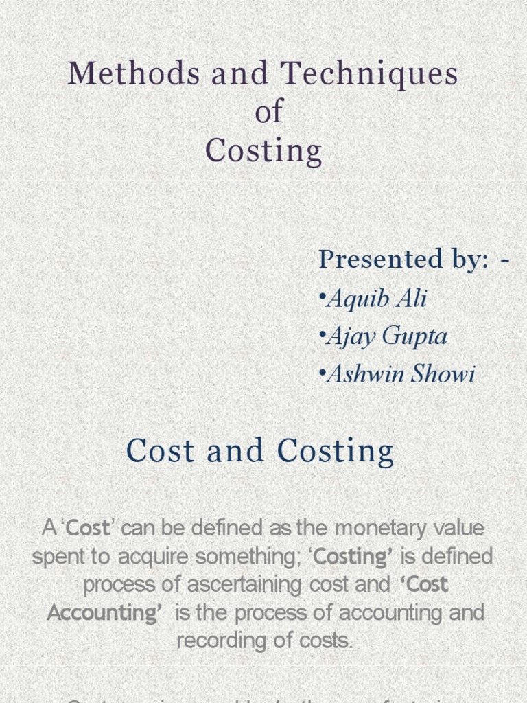 Costing Techniques And Methods Pdf Cost Output Economics
