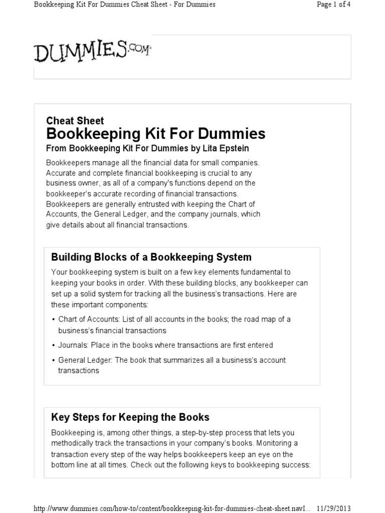 Bookkeeping Kit Cheat Sheet | PDF | Bookkeeping | Business