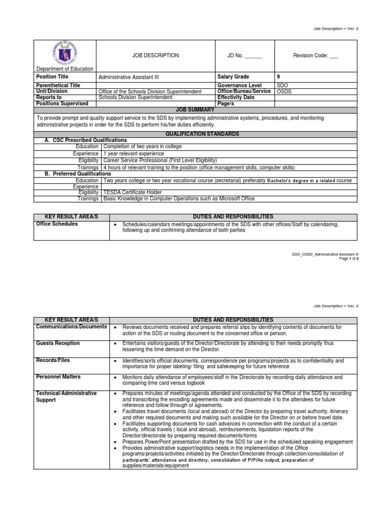 JD - Sdo - Osds - Adas Iii | PDF | Learning | Business