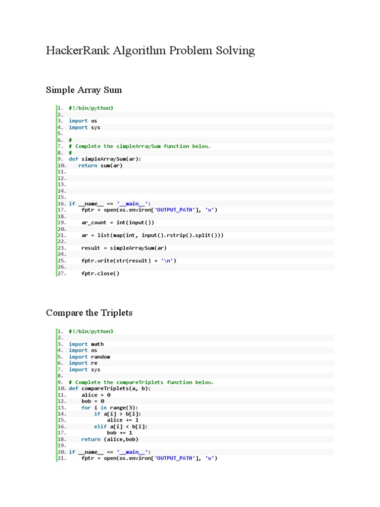 HackerRank Algorithm Problem Solving | PDF | Computer Science | Mathematical Logic