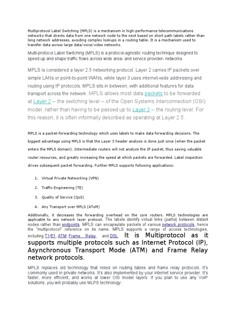 Multiprotocol Label Switching | PDF | Multiprotocol Label Switching | Networking