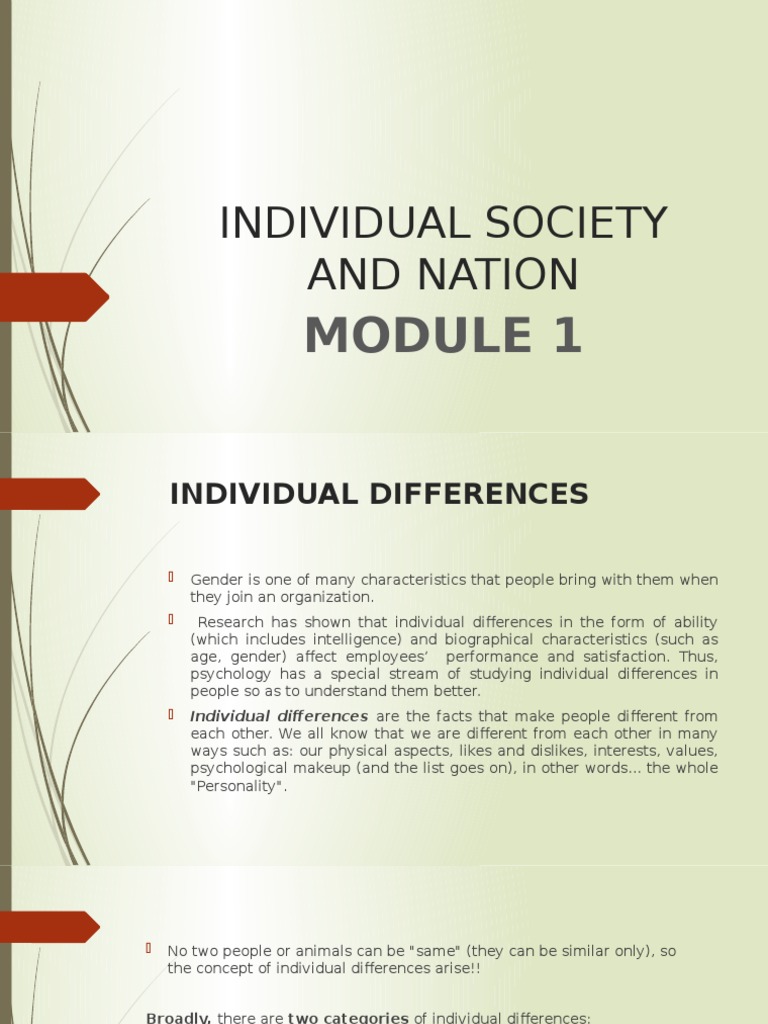 Individual Differences in Society and Nation | PDF | Heredity | Nature ...