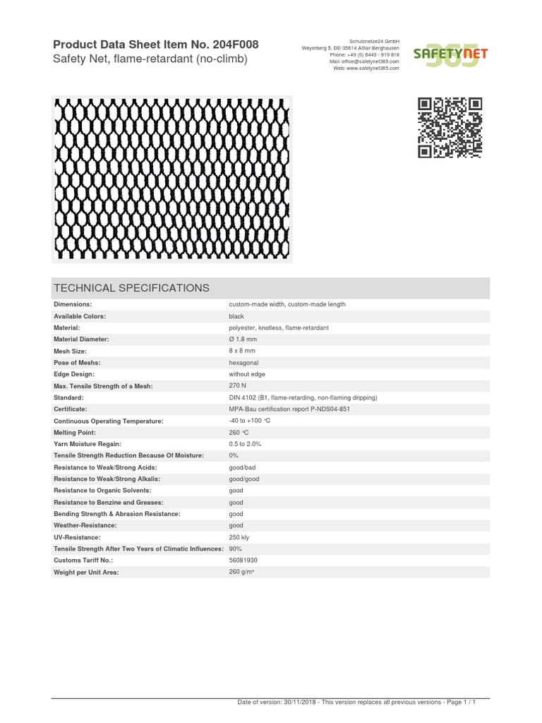 Safety Net Product Data Sheet PDF | PDF | Materials | Building Engineering