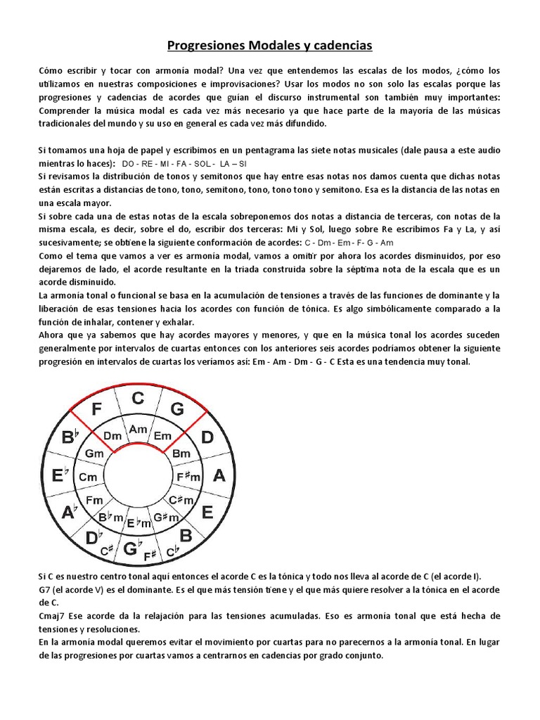 Progresiones Modales y Cadencias | PDF | Acorde (Música) | Escala (música)
