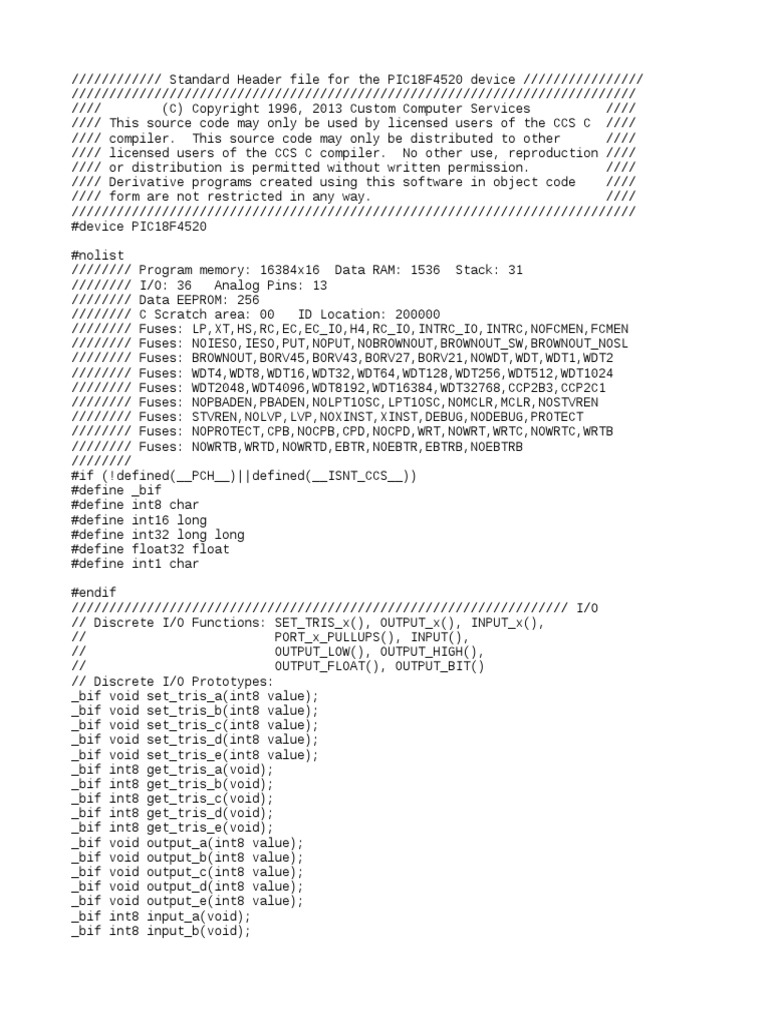 18F4520 | PDF | Source Code | Computer Program