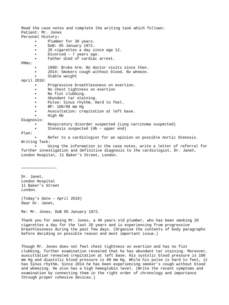 Oet Medicine Sample Writing Task | PDF | Blood Pressure | Pulse