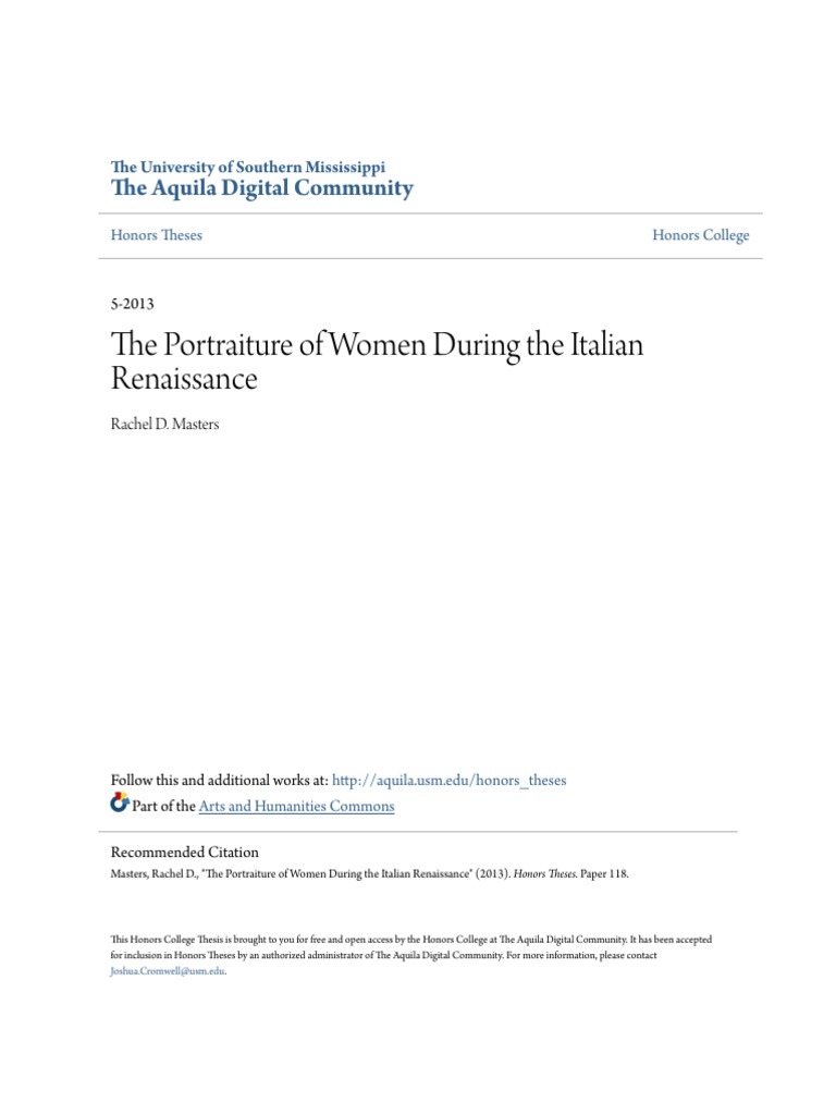 The Portraiture of Women During The Italian Renaissance | PDF ...