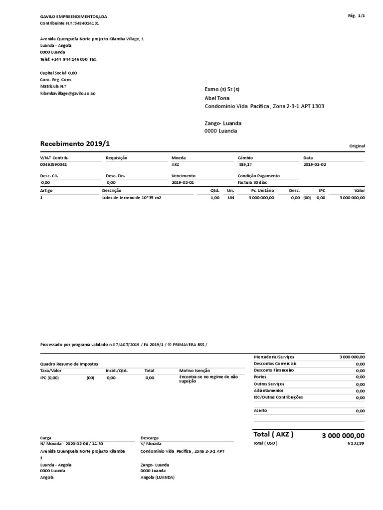 Factura Modelo 2019 | PDF | Serviços (economia) | Mercado (economia)
