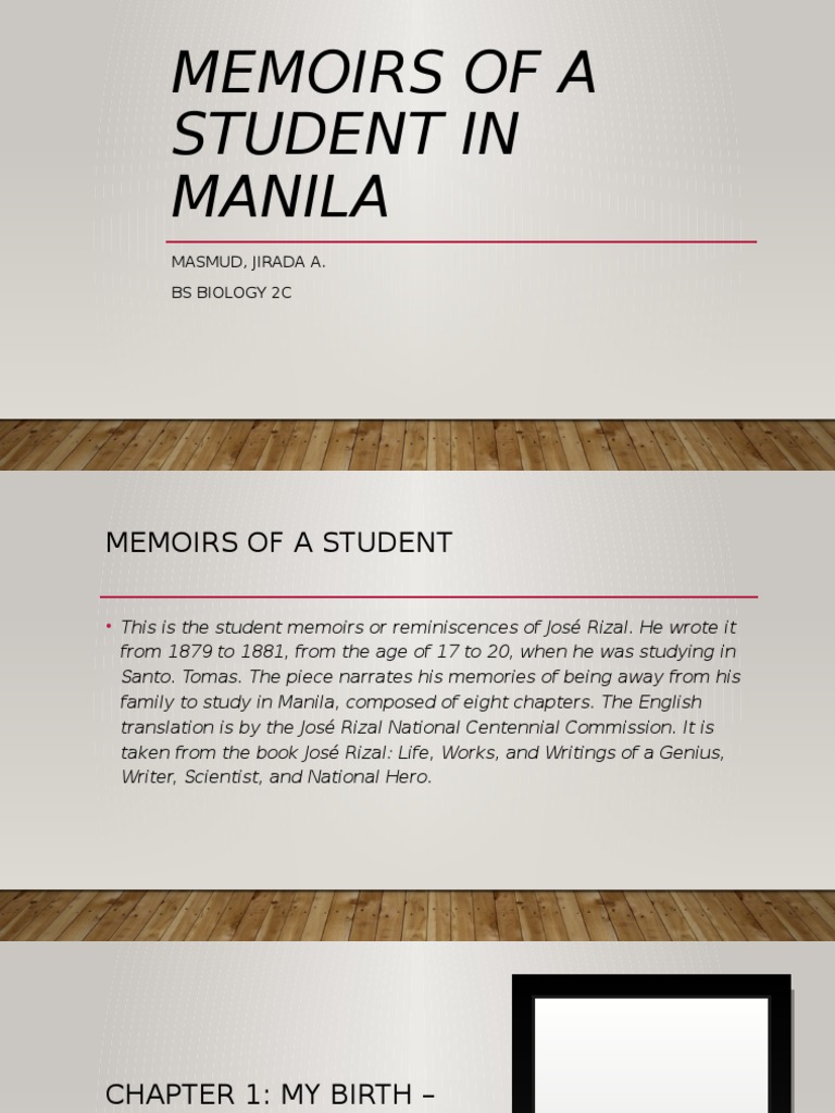 Memoirs of A Student in Manila | PDF