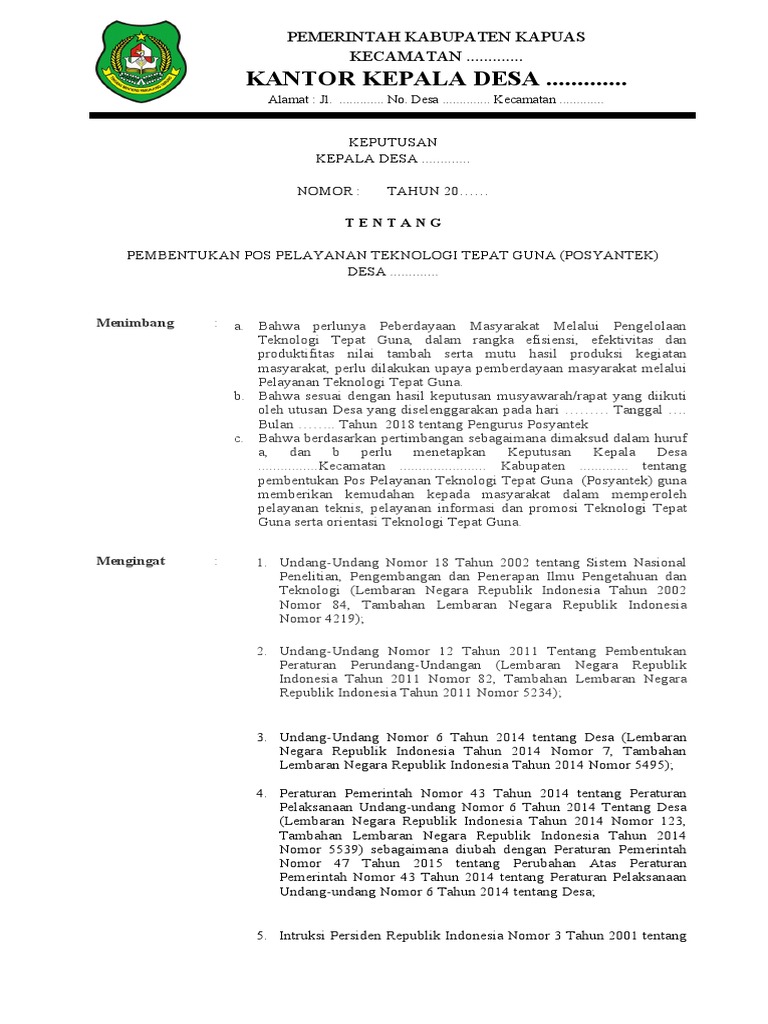 SK POSYANTEK Kapuas | PDF