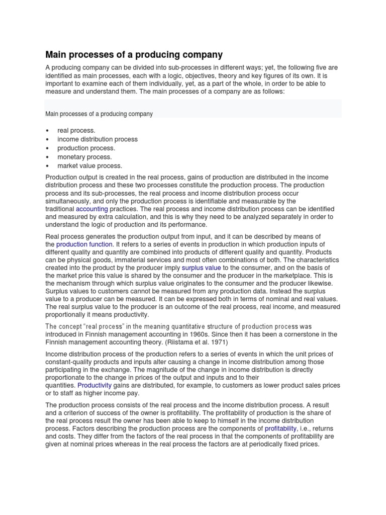 Production Process | PDF | Economics | Economies