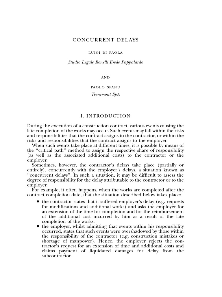 Concurrent Delays | PDF | Damages | Liquidated Damages