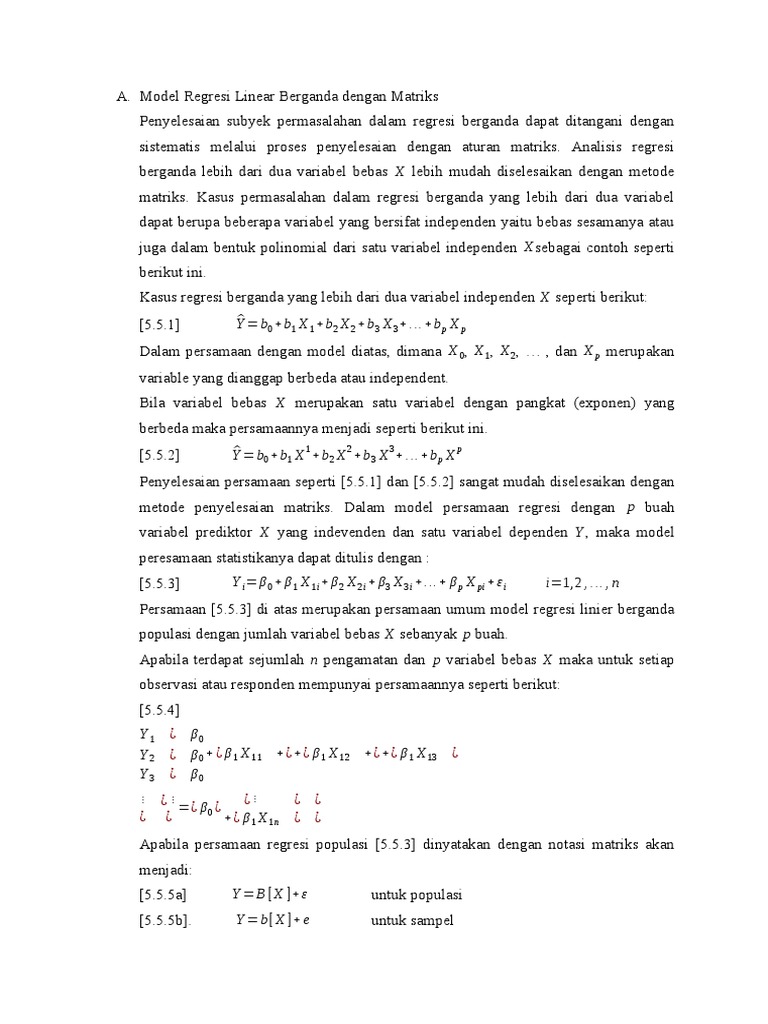 Model Regresi Linear Berganda Dengan Matriks | PDF