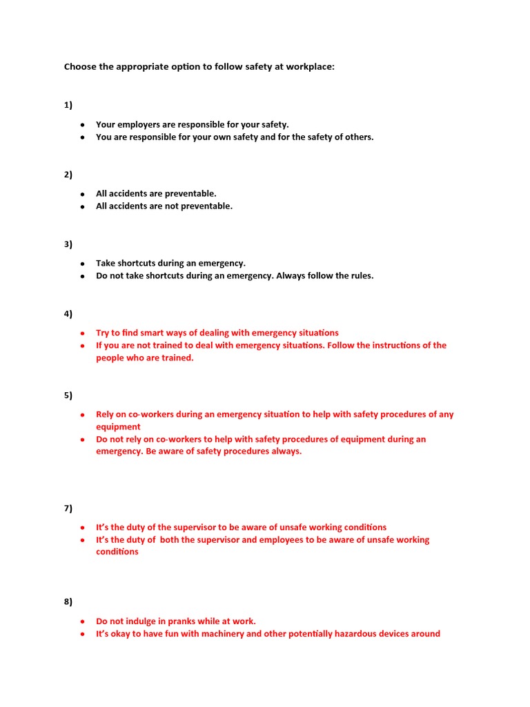 Worksheet - 10 Rules For Safety at Workplace | PDF | Emergency ...