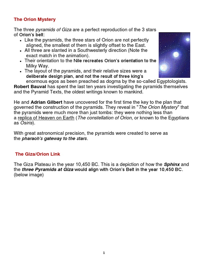 The Orion Mystery PDF | PDF | Egyptology | Stars