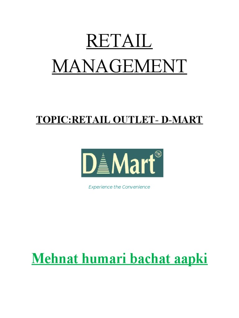 Dmart Final Print Out | PDF | Retail | Marketing