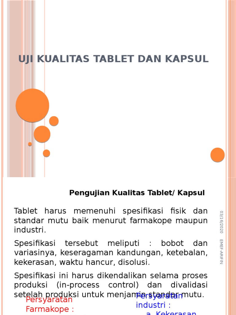 UJI MUTU TABLET Dan KAPSUL | PDF