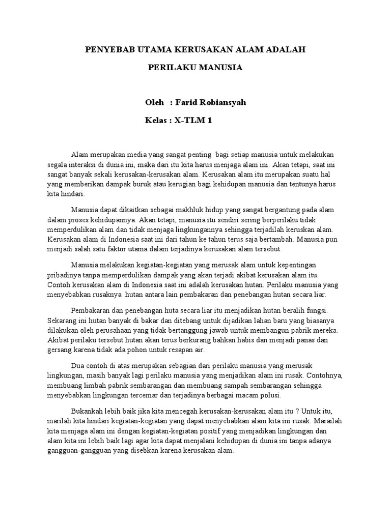 Perilaku Manusia Penyebab Kerusakan Alam | PDF