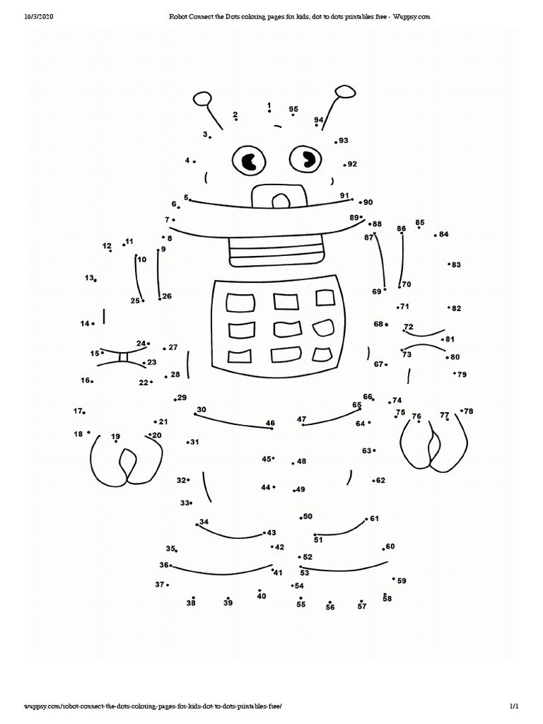 Robot Connect The Dots Coloring Pages For Kids, Dot To Dots Printables ...