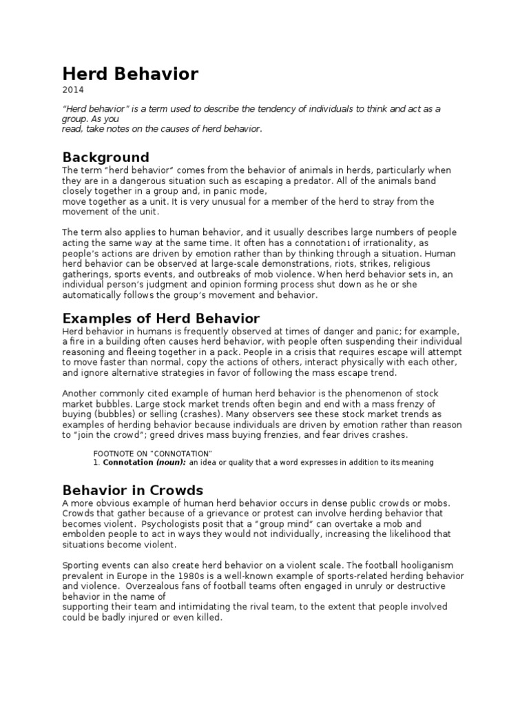 Herd Behavior | PDF | Herd | Behavior