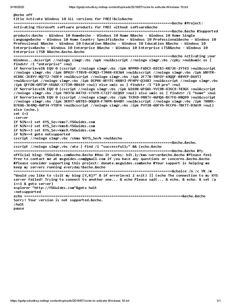 A Batch Script to Activate All Versions of Windows 10 for Free Using ...